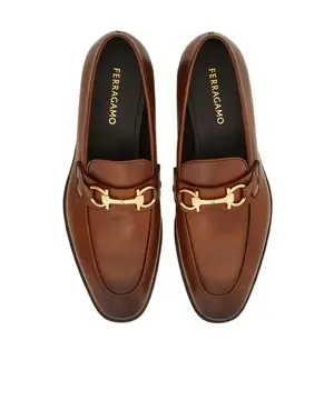 FERRAGAMO Loafer With Gancini Buckle - Brown