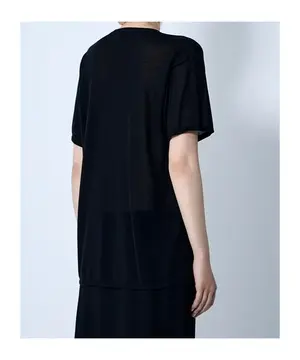 TOTEME Crewneck Knitted T-shirt With Short Sleeves - Black