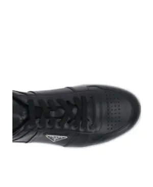 Prada Downtown Enamel Triangle Logo Sneakers - Black