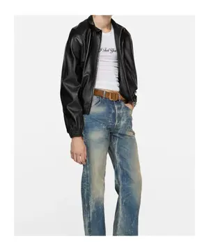 Acne Studios Leather Bomber Jacket - Black
