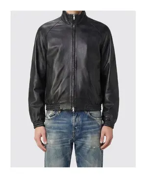 Acne Studios Leather Bomber Jacket - Black