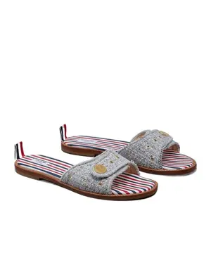 Thom Browne Tweed Slip-on Sandals - Medium Gray