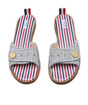 Thom Browne Tweed Slip-on Sandals - Medium Gray