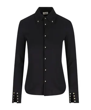 Celine Celine Cotton Jersey Shirt With Snap-Button Closure Black