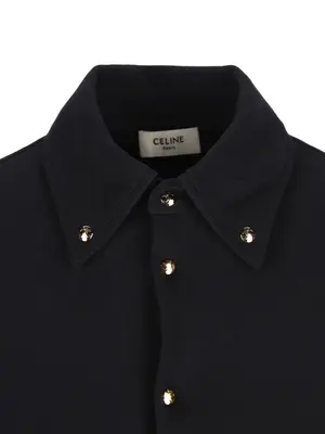 Celine Cotton Jersey Shirt With Snap-button Closure - Black