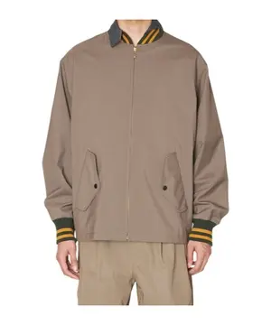 Kolor Zippered Casual Jacket With Striped Cuffs And Neckline