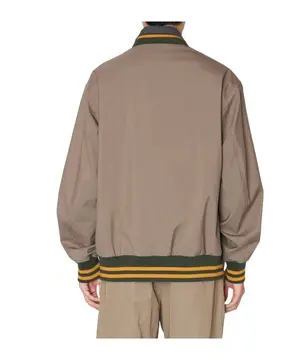 Kolor Zippered Casual Jacket With Striped Cuffs And Neckline