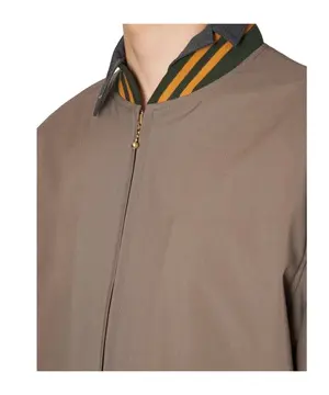 Kolor Zippered Casual Jacket With Striped Cuffs And Neckline