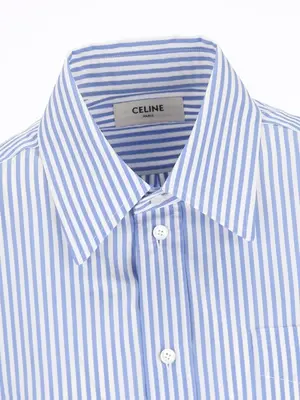 Celine Cropped Striped Cotton Poplin Shirt