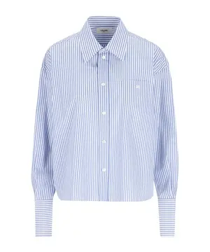 CELINE Celine Cropped Striped Cotton Poplin Shirt