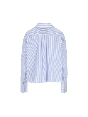 Celine Cropped Striped Cotton Poplin Shirt