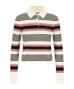 Celine Striped Cotton Polo Sweater - No