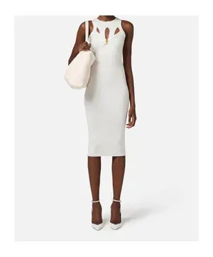 Elisabetta Franchi Cut-out Ribbed Knit Midi Dress