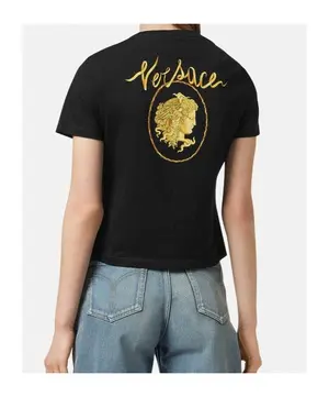 Versace Logo Embroidered Crewneck T-shirt