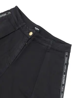 Balmain Pleated Logo-tape Trousers