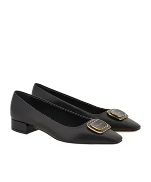 FERRAGAMO Vara Plate Ballet Flats - Black