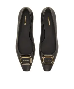 FERRAGAMO Vara Plate Ballet Flats - Black