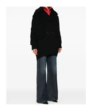 P.a.r.o.s.h Long-sleeved Double-breasted Coat With Detachable Collar - Black
