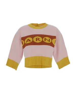 Marni Logo-intarsia Cropped Jumper - Nude