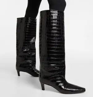 TOTEME Knee-high Leather Boots With Embossed Detailing - Black