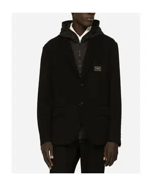 Dolce & Gabbana Hooded Blazer With Glitter Accents