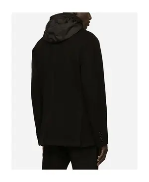 Dolce & Gabbana Hooded Blazer With Glitter Accents