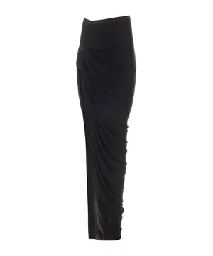 Rick Owens Pleated Asymmetrical Skirt - Black
