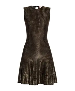 Alexander McQueen Metallic Lurex Yarn Mini Dress