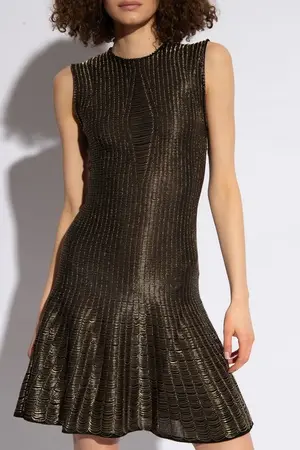 Alexander McQueen Metallic Lurex Yarn Mini Dress