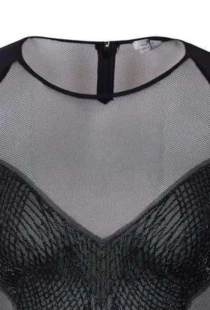 Elisabetta Franchi Long Sleeve Tulle Jersey Bodysuit