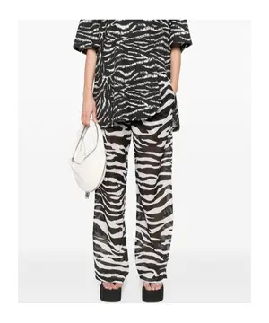 Attico Zebra Printed Sheer Trousers - Black