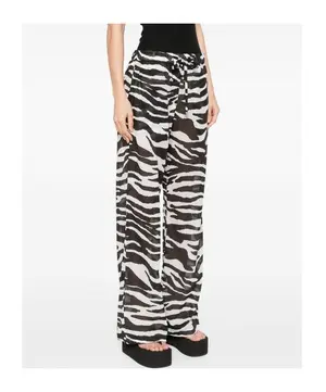 Attico Zebra Printed Sheer Trousers - Black