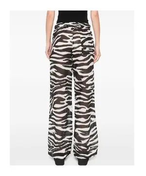 Attico Zebra Printed Sheer Trousers - Black