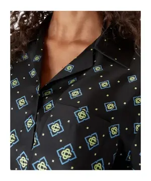 Casablanca Degrade Monogram Long Sleeve Silk Shirt