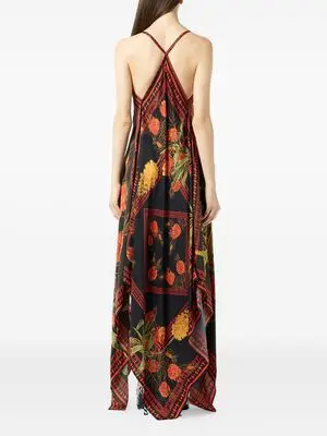 Blumarine V-neck Spaghetti Strap Asymmetrical Hem Slip Dress
