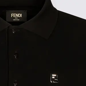 Fendi Logo Plaque Short-sleeve Polo Shirt - Black