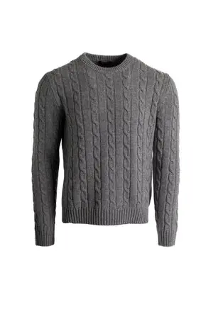 Prada Crewneck Ribbed Knitted Jumper - Grey