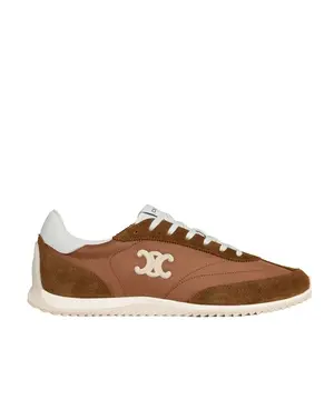 Celine Racer Sneaker In Nylon, Suede Calfskin And Calfskin - Sahara