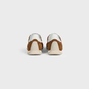 Celine Racer Sneaker In Nylon, Suede Calfskin And Calfskin - Sahara