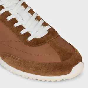 Celine Racer Sneaker In Nylon, Suede Calfskin And Calfskin - Sahara