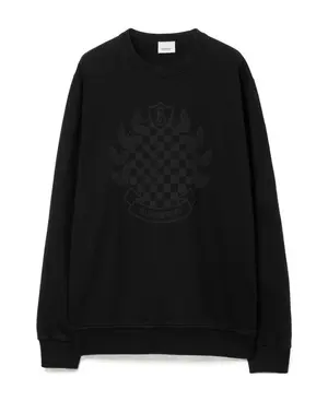Burberry Chequered-crest Cotton Sweatshirt - Black