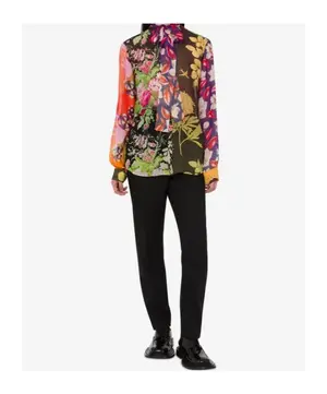 Moschino Floral Print Silk Blouse