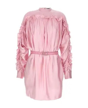 JIL SANDER Ruffled Belted Mini Dress