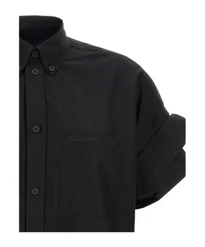 Balenciaga Short Sleeve Collared Shirt With Embroidered Logo
