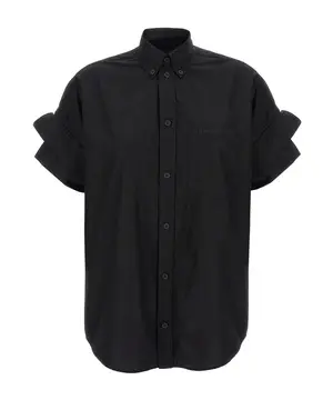 Balenciaga Short Sleeve Collared Shirt With Embroidered Logo