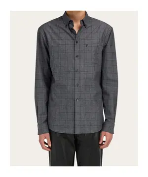 FERRAGAMO Embroidered Checked Oxford Shirt - Black