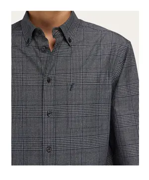 FERRAGAMO Embroidered Checked Oxford Shirt - Black