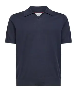 Brunello Cucinelli Short Sleeved Ribbed Polo Shirt - No