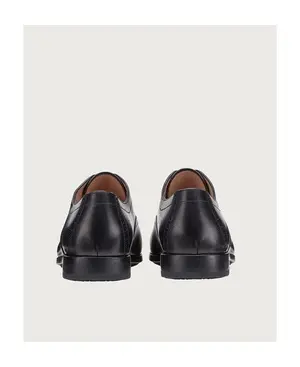 FERRAGAMO Lace-up Perforated Business Dress Shoes - Black