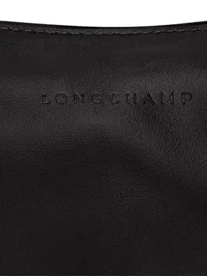 Longchamp Logo Debossed Zip-up Shoulder Bag - Black